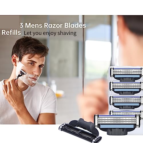 Razor Blades Refills for Mach3, Mens Razor Blades, Turbo Razor Blades Refills for Gillette, with Precision Cut Stainless Steel Blades for Gillette, for Longer Hair Hard to Shave Spots (40Pcs)