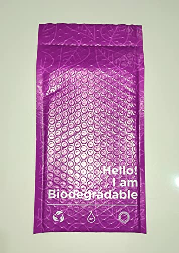 Kipulu™ 100% Biodegradable Bubble Mailers,25pcs Padded Packaging Wrap Envelopes Pouches Eco Friendly no glue, no plastic, Christmas wrapping (6 x 10 purple)
