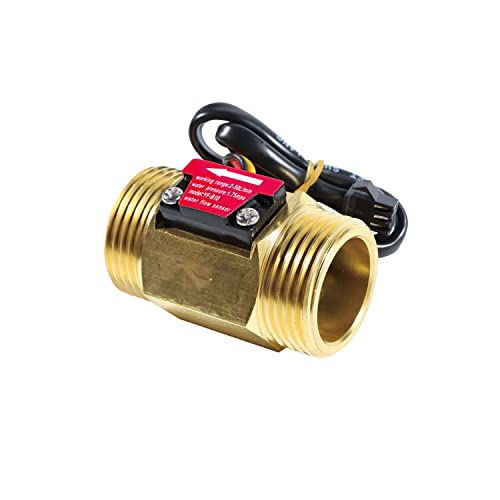 GREDIA G1" Male Thread Brass Water Flow Sensor Switch Hall Effect Liquid Flowmeter Fluidmeter Counter BSP 2-50L/Min(58mm in Total Length)