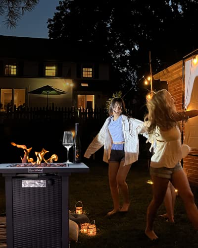 Legacy Heating 28in Propane Fire Pit Table, 50000BTU Outdoor Gas Fire Pit, 2 in 1 Firepit Table w/ Lid, Lava Rock, ETL Certified Steel Fire Table Add Warmth Ambience To Parties on Backyard, Black