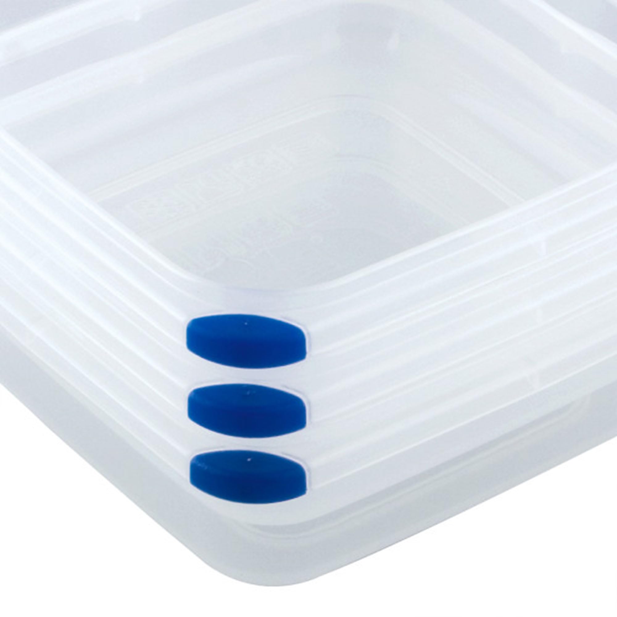 Sterilite Ultra-Seal 4 Cup Square, Airtight Food Storage Container, Latching Lid, Microwave and Dishwasher Safe, Clear With Blue Gasket, 6-Pack