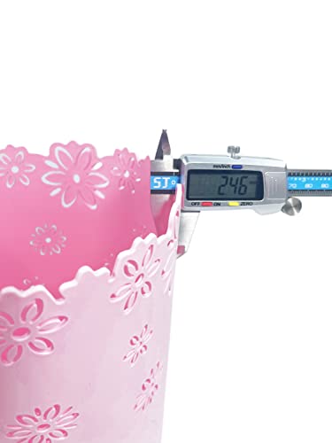 Nazr Wastebasket, Hollow Flower Shape Plastic Lidless Wastepaper Baskets Trash Can (M-Pink)