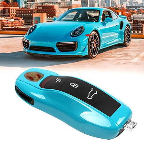 Jaronx Compatible with Porsche Key Fob Cover, Key Cover Compatible with Porsche Cayenne Panamera Macan Cayman 911 Key Fob Cover Key Shell Compatible with Porsche Key Accessories (Miami Blue)