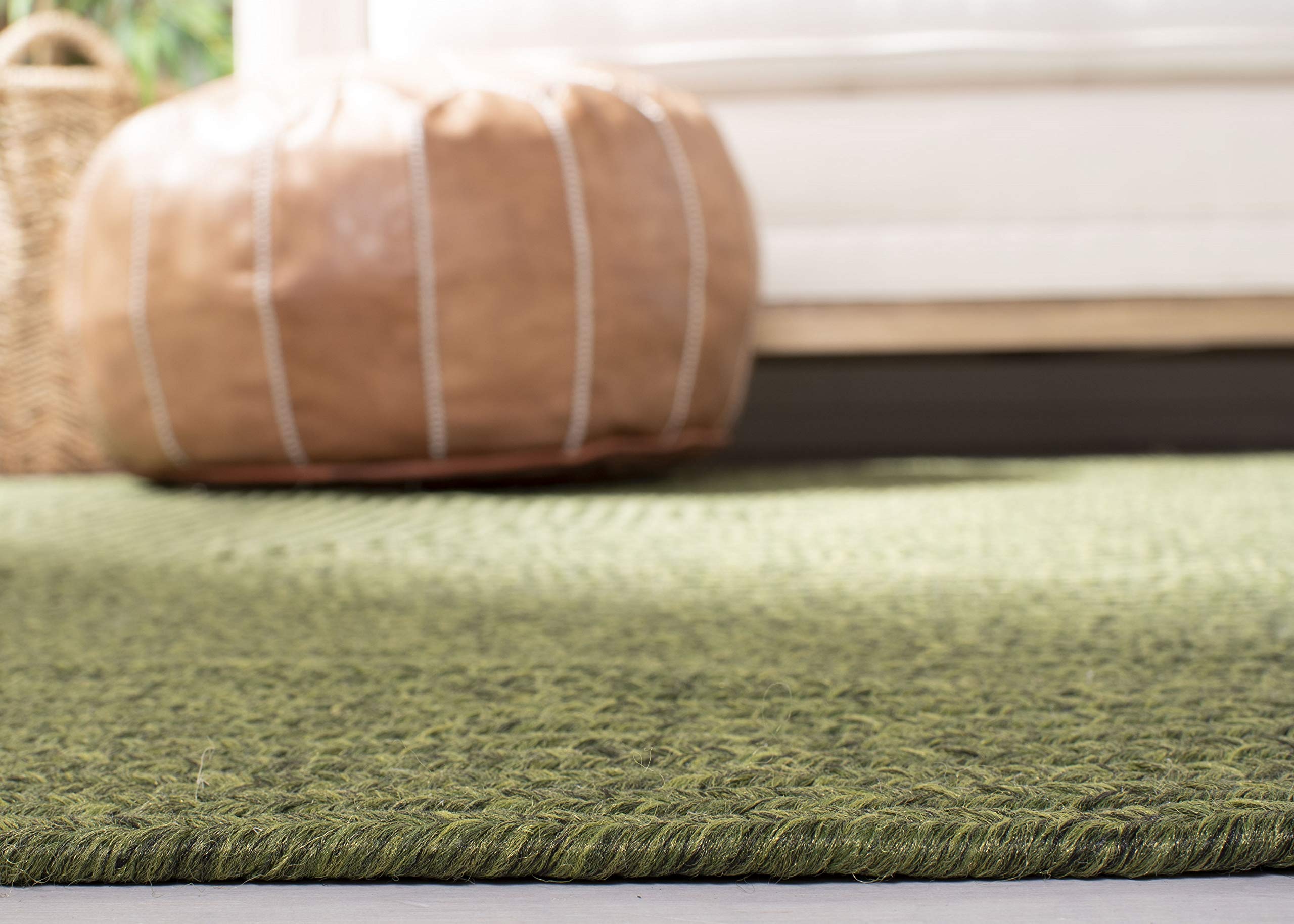 SAFAVIEH Braided Collection 2'3" x 12' Green BRD315A Handmade Country Cottage Reversible Runner Rug