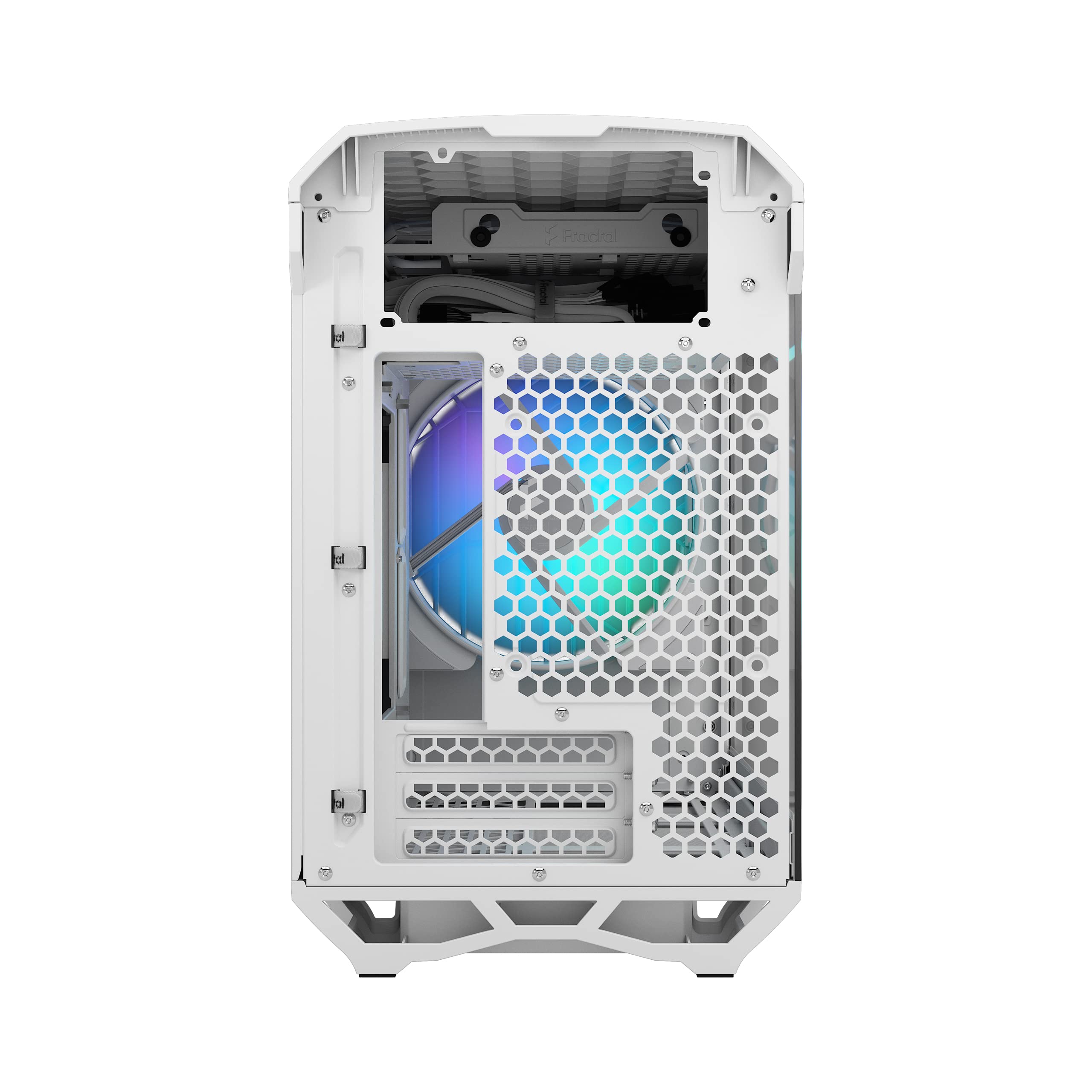 Fractal Design Torrent Nano RGB White - Clear Tint Tempered Glass Side Panel - Open Grille for Maximum air Intake - 180mm RGB PWM Fan Included - Type C - mITX Airflow Mini Tower PC Gaming Case