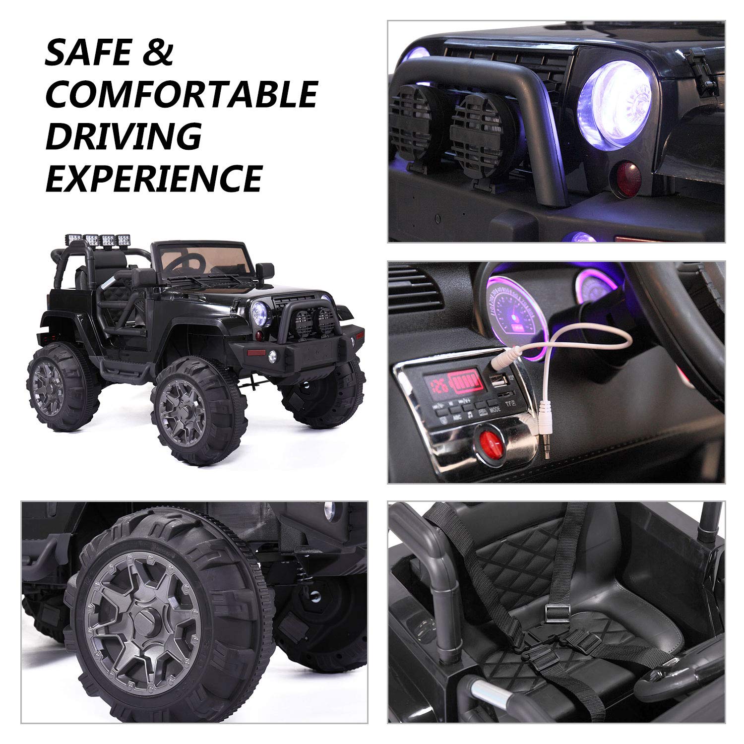 Tobbi Kids Ride on Truck Style 12V Battery Powered Electric Car W/Remote Control Black