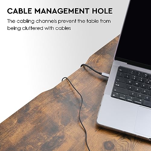 Maihail Computer Desk with Drawers, 47" Desk with 2 Drawers and Shelves, Office Desk with Storage, Desk with Storage Bag, Industrial Desk for Home Office with Metal Frame for PC Laptop, Rustic Brown