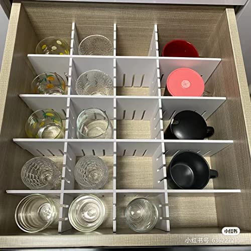 Kitchen Storage Set with 8pcs Deep Drawer Dividers (42cm x 9cm) and 1pc Grey Silicone Sponge Holder. A Clean Kitchen Gives a Good Mood by HGZYE