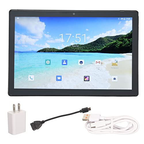 DAUERHAFT 10.1 Inch Tablet, Octa Core CPU Gaming Tablet, 8GB RAM 256GB ROM 1960x1080 Resolution, 8MP 16MP Camera 4G LTE Gaming Tablet for Office Travel 100‑240V(Black)