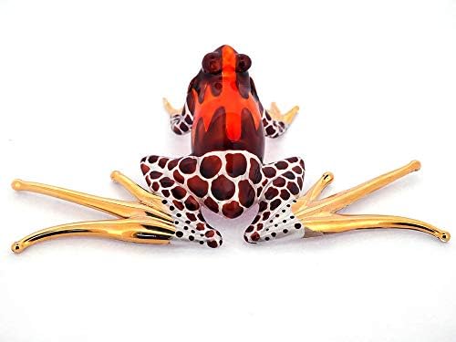 ZOOCRAFT Blown Glass Frog Figurine Brown Dart Hand Painted Animals Collection Miniature Home Garden Decor
