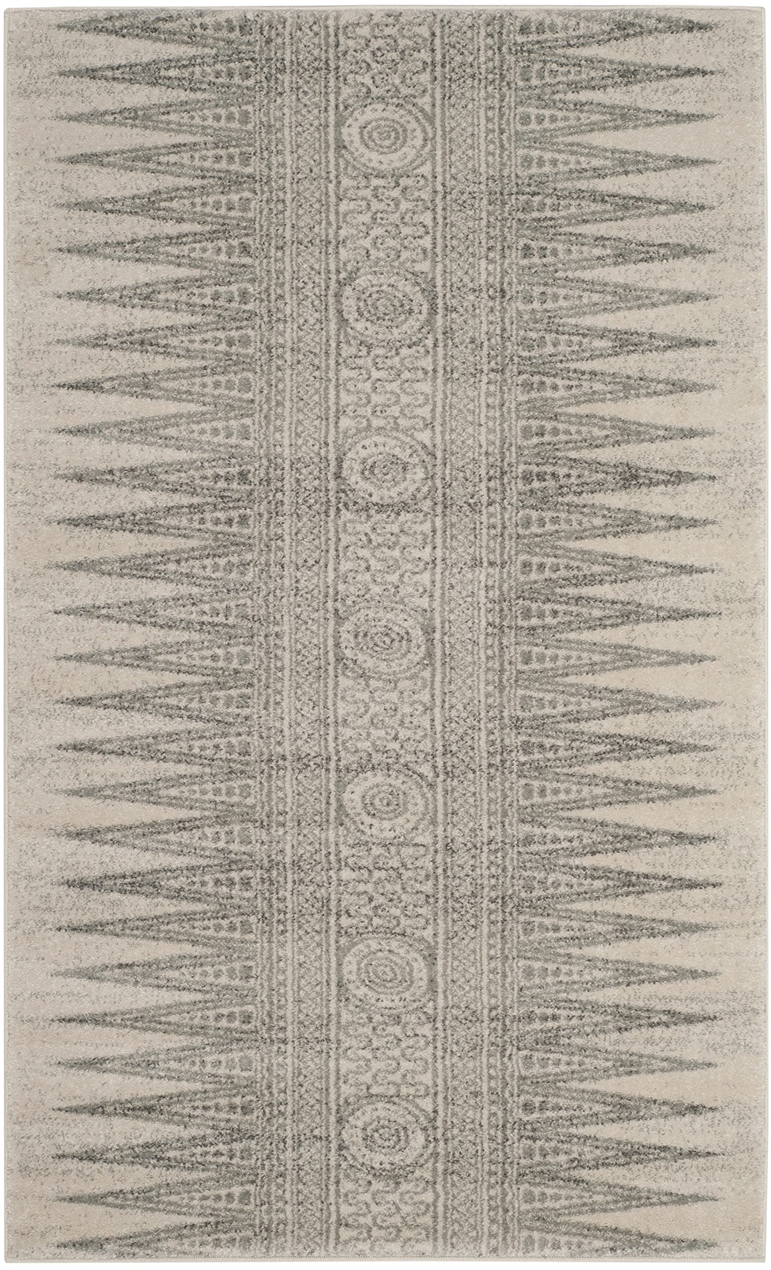 SAFAVIEH Evoke Collection 3' x 5' Ivory / Silver EVK226Z Boho Non-Shedding Living Room Bedroom Accent Rug