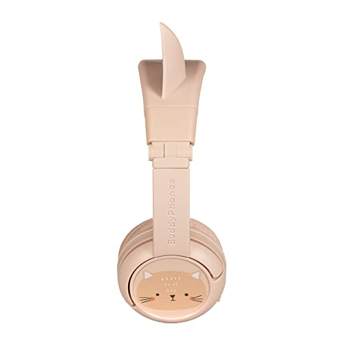 ONANOFF BuddyPhones PlayEars+, On-Ear Bluetooth Kids Headphones with Cat Ears, Volume-Limiting with Microphone, Works Wired or Wireless, 24-Hours Battery Life, for iPhone, iPad, Tablet and More