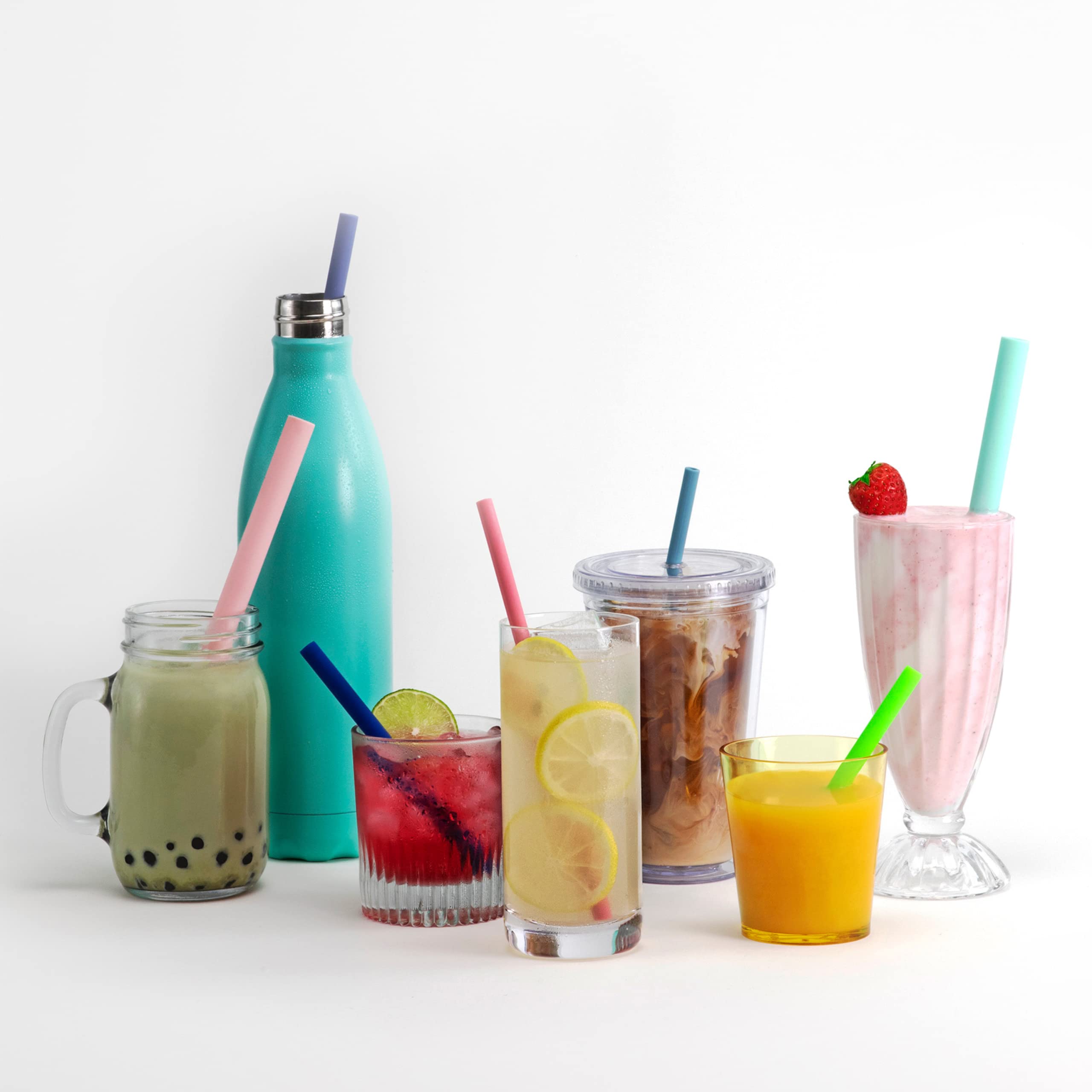 GIR: Get It Right | Extra Wide Reusable Straws for Smoothies, Boba Tea + Milkshakes | Great for Hot + Cold Drinks |, Sunny, 2-Pack, 2 Count