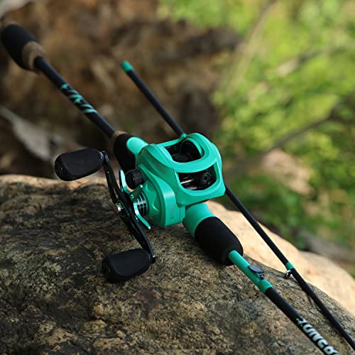 One Bass Fishing Rod and Reel Combo, 2-Piece Spinning&Baitcasting Combo,Medium IM6 Graphite Blank Rods, Stainless Steel Guides- Casting - 6'0"- Right Handed
