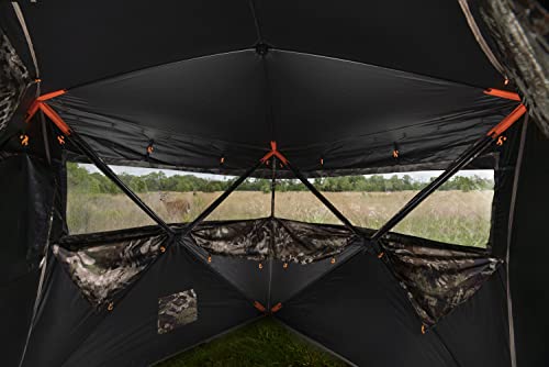 VEIL CAMO VC180 3-Person Hub Blind with Panoramic Windows – Ground Blind for Deer & Turkey Hunting, 180-Degree Panoramic Window, Water Resistant, Durable & Heavy-Duty Design, Silent Closure Door