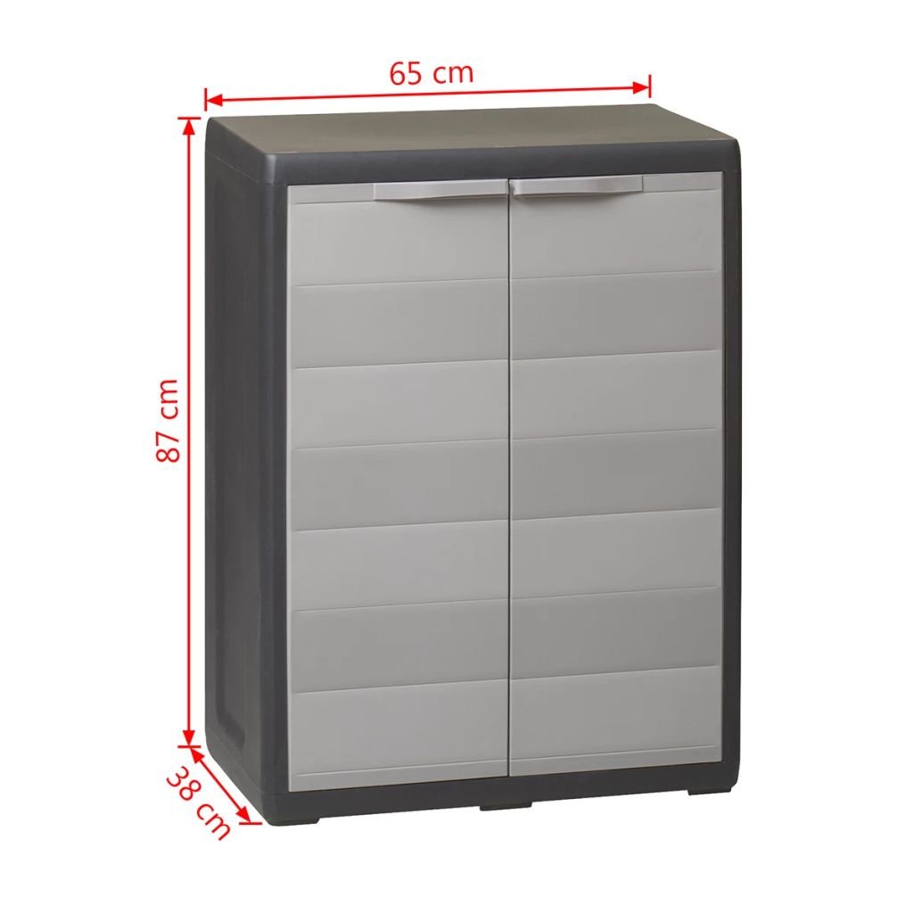 Daonanba Outdoor Storage Cabinet Garden Shed with 1 Shelf Black and Gray