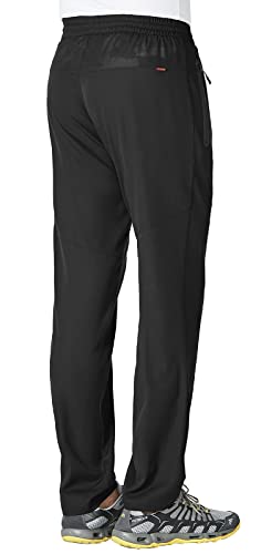 Rdruko Men's Casual Pants Lightweight Breathable Quick Dry Hiking Running Active Sports Trousers(Black, US L)
