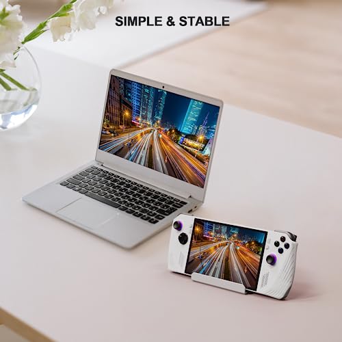 JOYTORN Stand Base Holder for ASUS Rog Ally/Steam Deck,Frosted Aluminum Alloy Playstand with SD Card Slots,Anti-Slip Silicone Pad-White