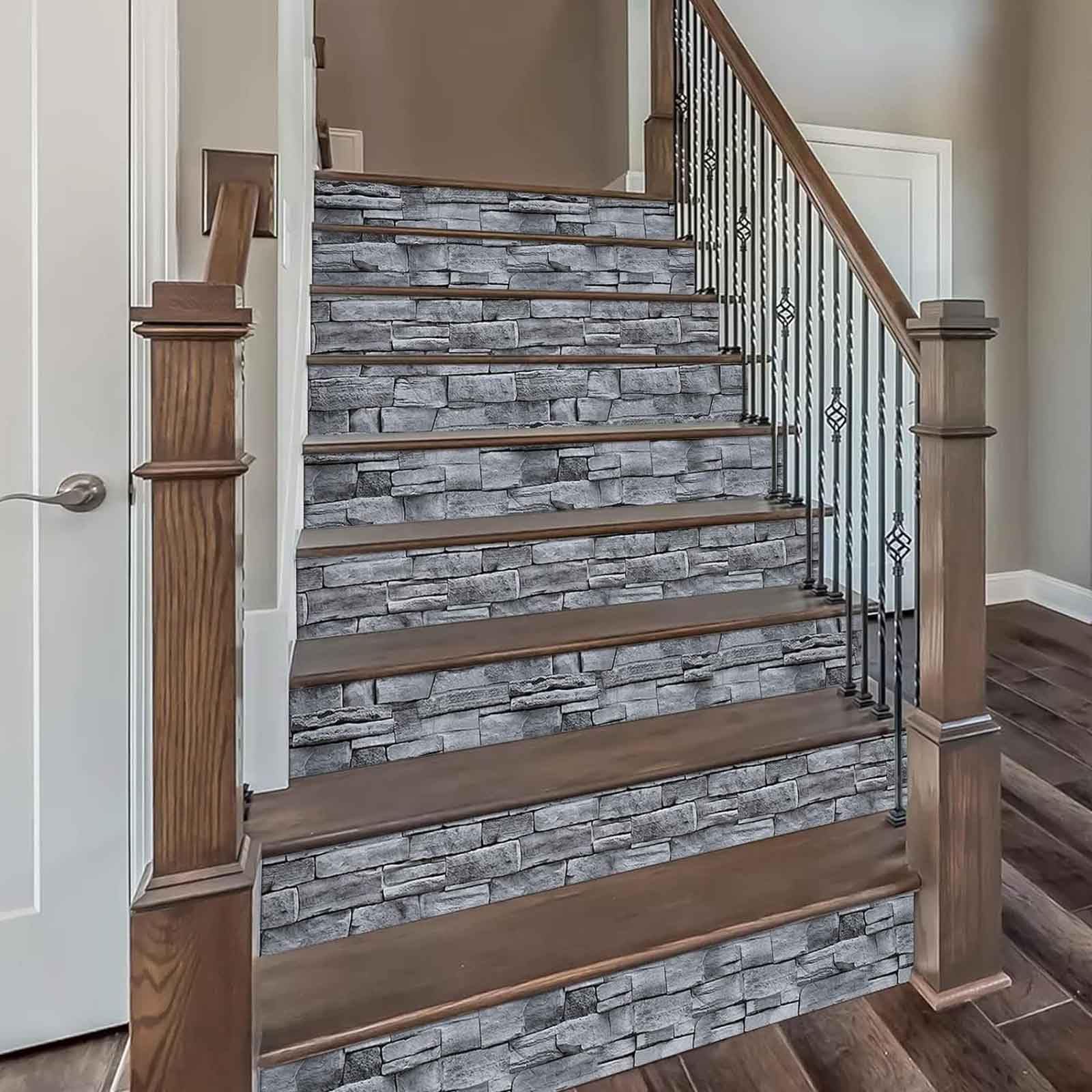 practicalWs 17.71" x 393.7" Grey Brick Stone Peel and Stick Wallpaper 3D Removable Decoration Wall Paper Self-Adhesive Contact Paper Stick on Wall Panels Backsplash Bedroom Wall
