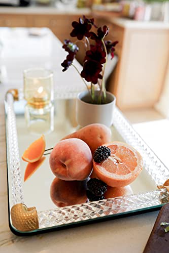 Maison Tray — by Alice Lane Home Collection — Gold, Glass, and Brass — Large and Elegant Decorative Platter — Coffee Tables, Home, Kitchen and Bathroom