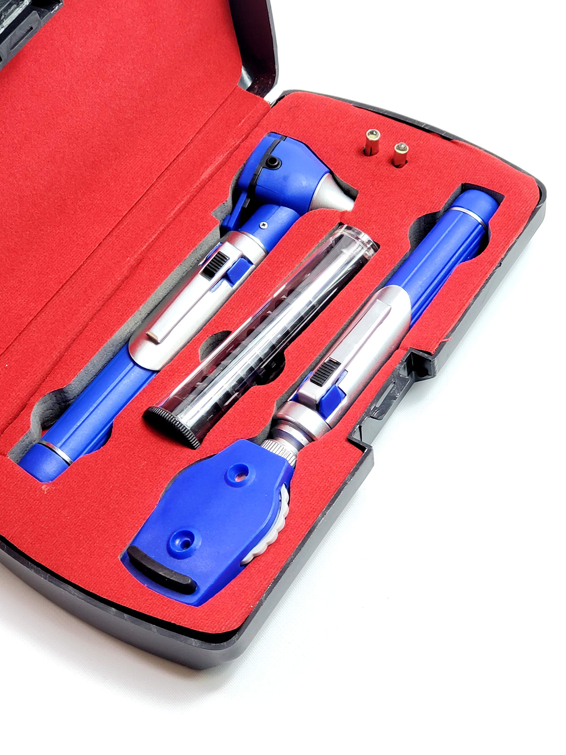 Premium Double Handle Otoscope Set -Otoscope/Great for School -Cynamed (BLUE)