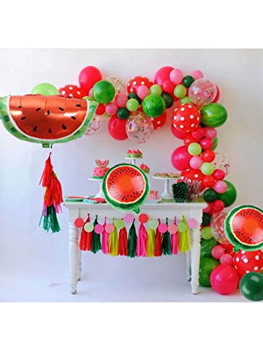 Watermelon Balloons Party Decorations Kit -110pcs Red Pink Green Polka Dot Balloons Watermelon Balloons for Birthday Party,Wedding Baby Shower, Summer One in a Melon Party Decorations