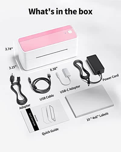 Phomemo Bluetooth Thermal Label Printer for Shipping Label - Wireless Shipping Label Printer for Phone & Pad & PC, Pink Label Printer Used for Amazon, Ebay,UPS, Shopify, TikTok, USPS, FedEx, DHL, Temu