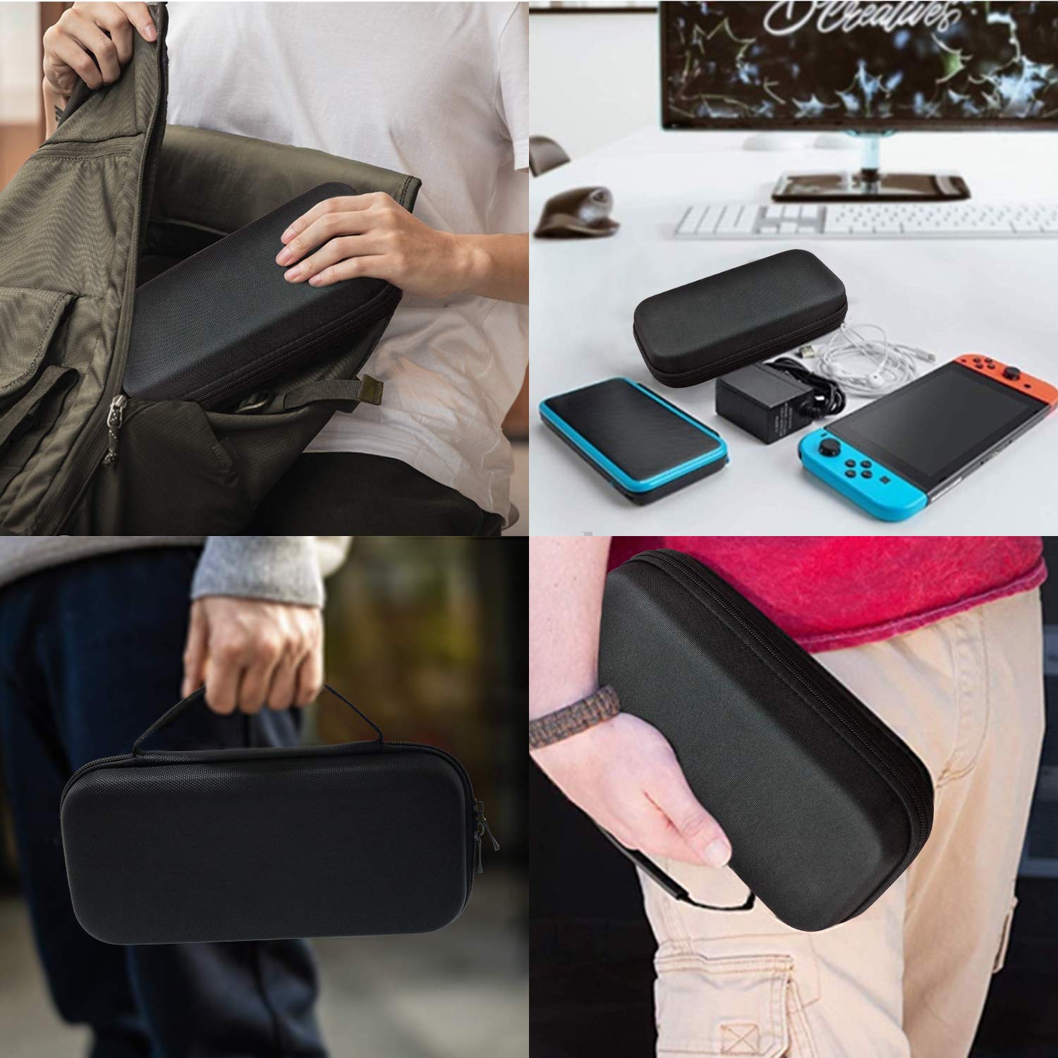 Eywlwaar Nintendo Switch Case Carry Case EVA Hard Shell Protective Case for Switch Console Accessories Black