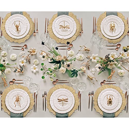 MAONAME 13" Gold Charger Plates Set of 8, Round Reef Chargers for Dinner Plates, Plastic Plate Chargers for Table Setting, Wedding Decor