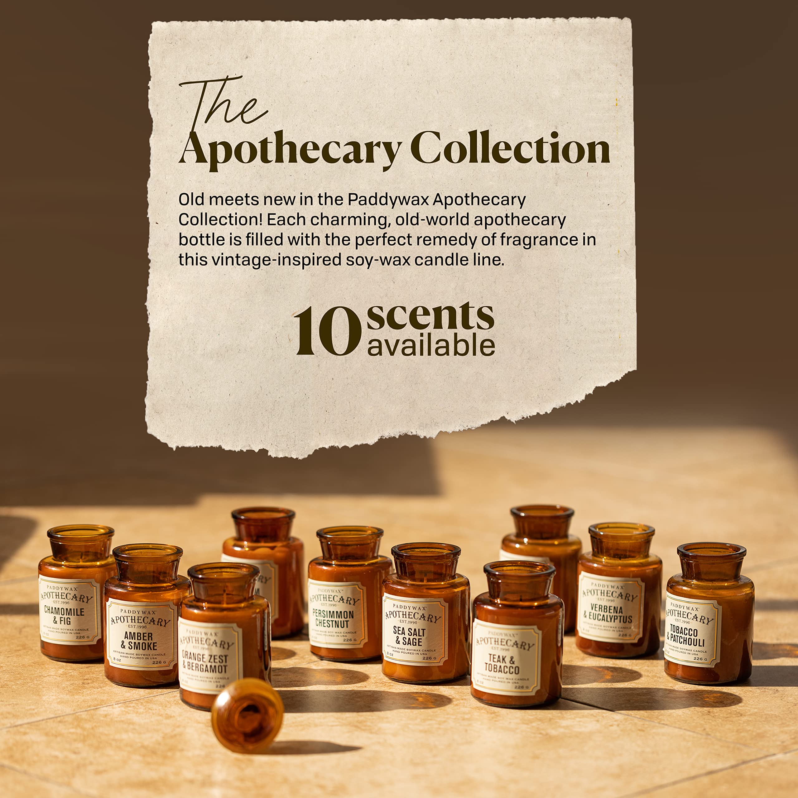 Paddywax Apothecary Artisan Hand-Poured Scented Candle, 8-Ounce, Persimmon Chestnut