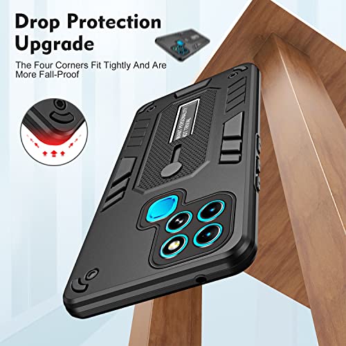 Phone Case Case Compatible with Infinix Smart 6 2021/X6511B /X6511/X6511E Case Heavy Duty Shock Absorption Full Body Protective Case TPU Rubber and Hard PC Phone Case Cover with Retractable hand strap