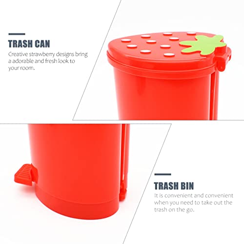NUOBESTY Mini Heart Desktop Strawberry Desk Trash can Desktop Trash can car Trash cans Trash Can: Push