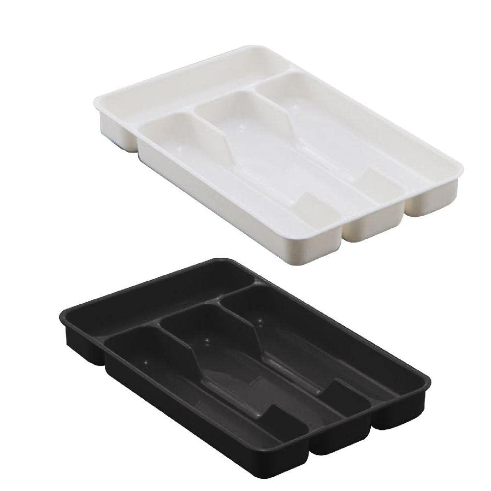 DarklIp 2pcs Organizer Tray For Cutlery Silverware Flatware Kitchen Utensils Holder Drawer Dividers For Knives Fork Spoon Office Tableware Organizer