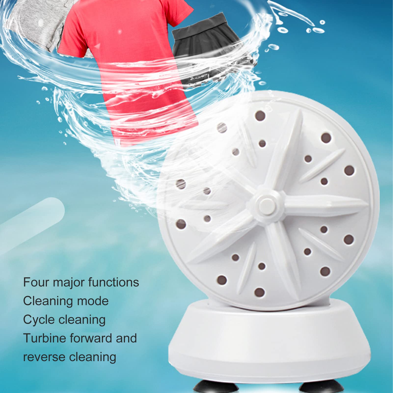 Dpofirs Portable Washing Machine, Mini Dual Turbine Home Washer with 4 Adjustable Modes, Efficient Laundry Washer for Bucket, Washbasin, Hand Washing Table