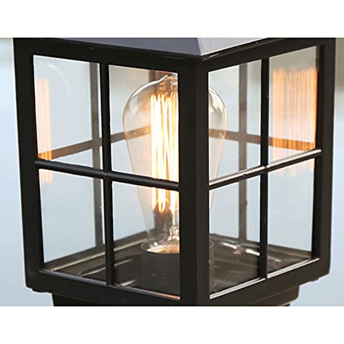 JSBDPHW European Style E27 Column Light Aluminum Pillar Lamp Outdoor Patio Fence Post Light Waterproof IP55 Glass Lampshade Villa Gate Base Landscape Light
