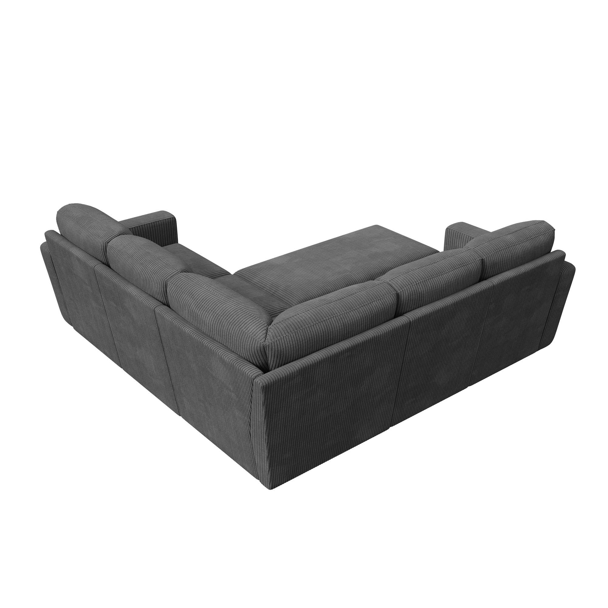 HONBAY Modular Sectional Sleeper Sofa with Pull Out Bed, Corduroy L Shaped Couch with Storage Seats, Convertible Sectional Couches for Living Room, Green