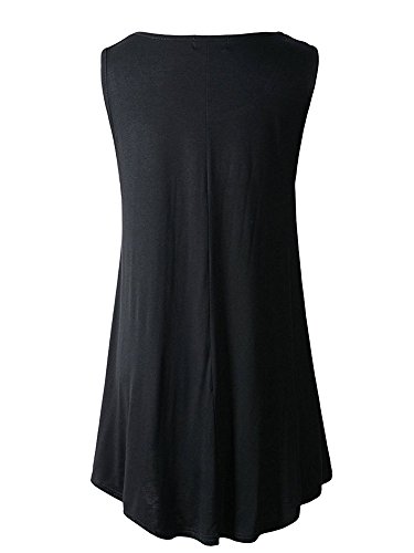 Veranee Women's Sleeveless Swing Tunic Summer Floral Flare Tank Top (XXL, Black)