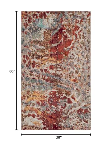 SAFAVIEH Valencia Collection Accent Rug - 3' x 5', Multi, Boho Chic Distressed Design, Non-Shedding & Easy Care, Ideal for High Traffic Areas in Entryway, Living Room, Bedroom (VAL218K)