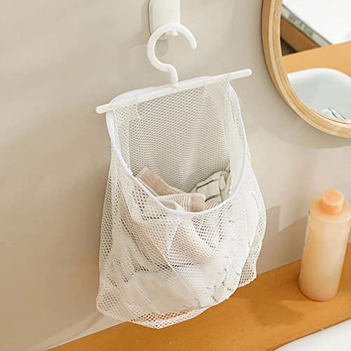 Homoyoyo 2Pcs Hanging Mesh Bags with Hook Kitchen Mesh Clothespin Bags Mesh Laundry Net for Potatoes Fruits Clothes (White)