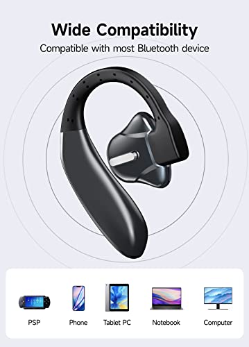 MANKIW Bluetooth Headset with Built-in Three Mic Bluetooth Earpiece V5.3 Hands-Free Wireless Earphones for Driving/Business/Office, Compatible for iOS/Android Cellphone(Black)