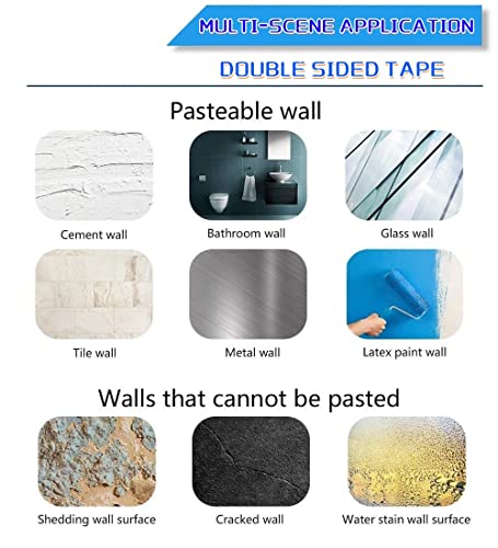 leiwo 50Pcs Heavy Duty Double Sided Foam Tape Strong Pad Mounting Adhesive Tape,Black Self-Adhesive Tape Include Square Round