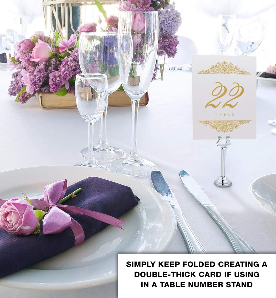 Paisley Wedding Table Numbers (Select Color/Quantity), Champagne, Gold, 1-50, Double Sided, Tent or Use in a Stand, Great for Parties & Restaurants - Made in the USA