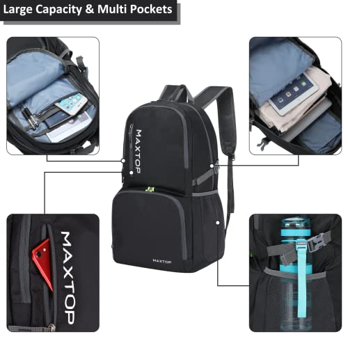 MAXTOP 30/40L Lightweight Packable Backpack for Hiking Traveling Camping Water Resistant Foldable Outdoor Travel Daypack (Black 50L, 50L)