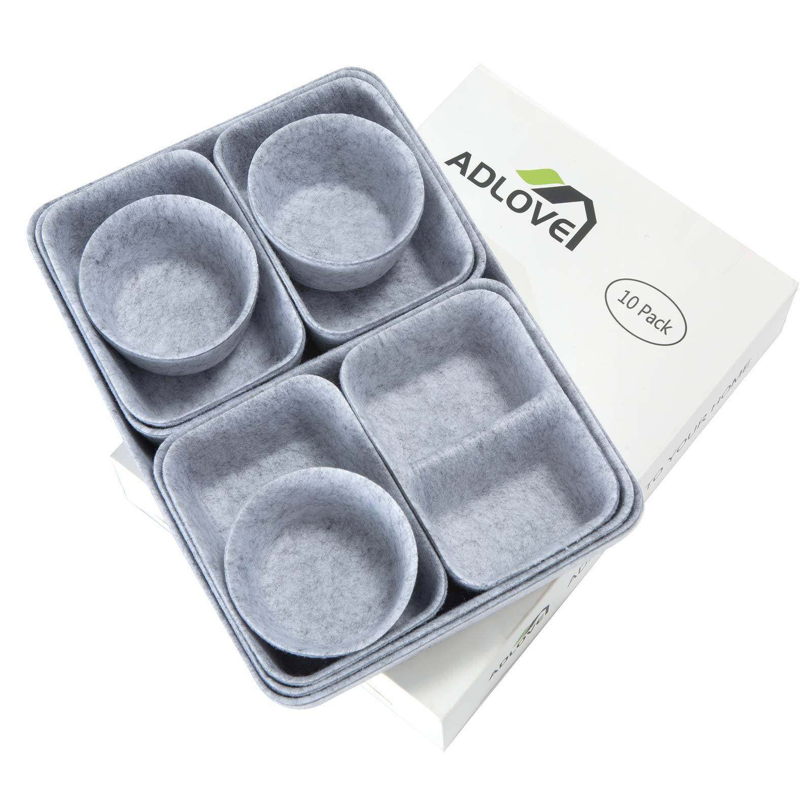 Vdealen Desk Drawer Organizer, 10 Pack Felt Drawer Organizer Trays Home & Office Felt Drawers Dividers Storage for Office Supplies Makeup Jewelry Ect