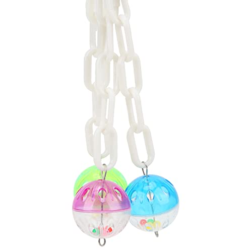 Xirfuni Bird Ball Toys, Plastic Bird Cage Ball Attractive Relieve Anxiety 2 Strings Biting with Hooks for Macaw for Budgie for Cockatiel