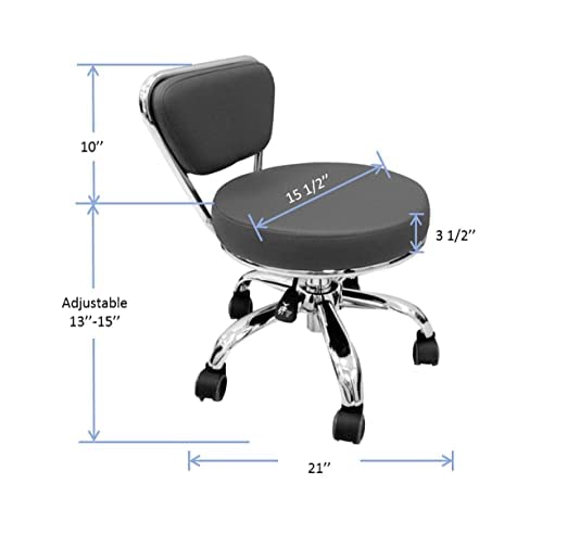 MAYAKOBA Dayton Garage Rolling Seat (Black) Pneumatic, Short Stool with Adjustable Height 13"-15", Perfect for Garage Mechanic, Home Gardening, Factory Technician Task, School and Lab