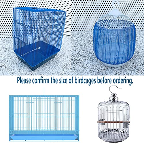 Lemengtree Bird Cage Cover Universal Birdcage Seed Catcher Guard Net Cover, Parrot Nylon Mesh Net Cover, Airy Gauze Birdcage Accessories Mesh Net Cover for Round Square Cages (Blue-Mesh Net Cover)