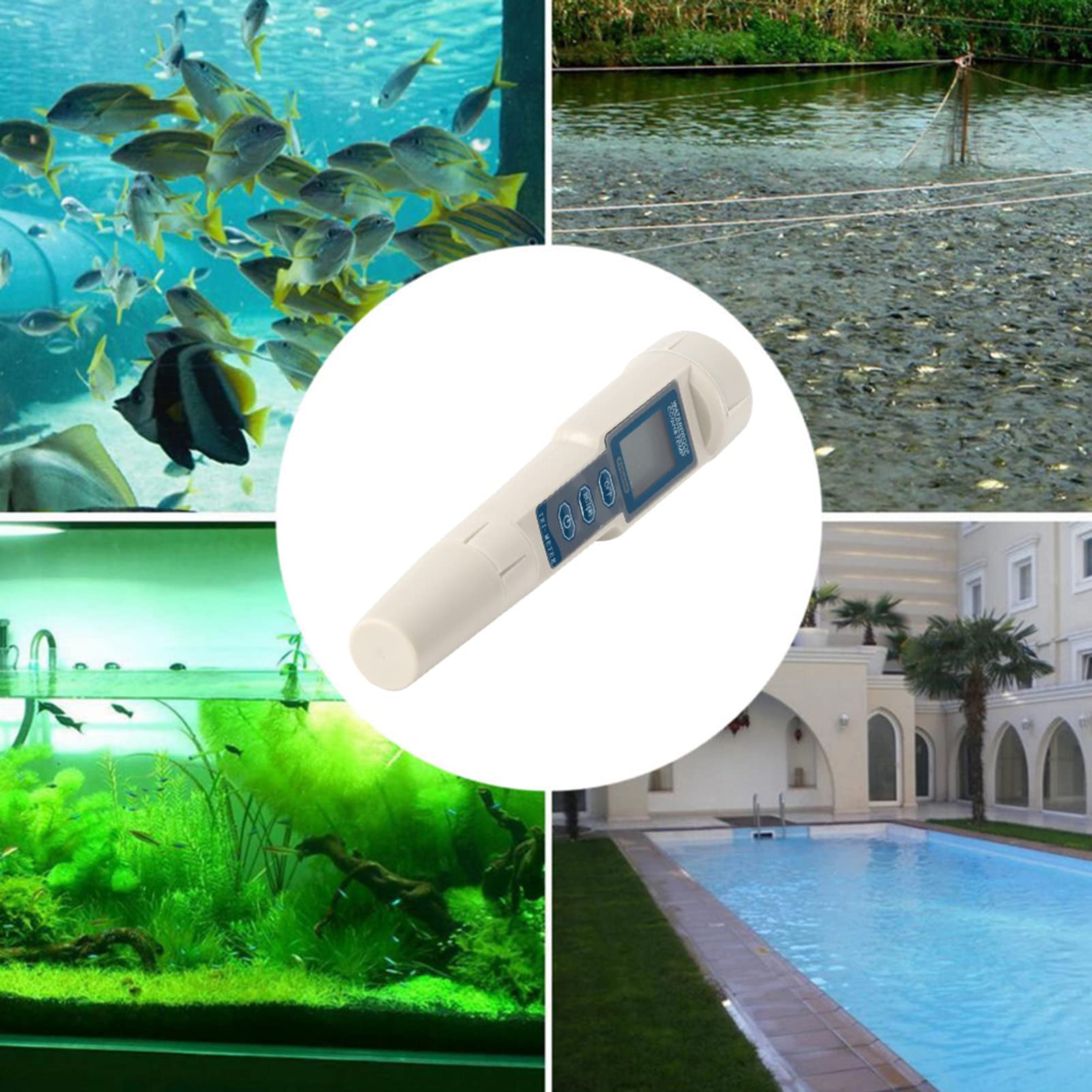 Hztyyier Digital Meter, 3 in 1 EC Temp Meter Water for Water Quality Monitor Tester