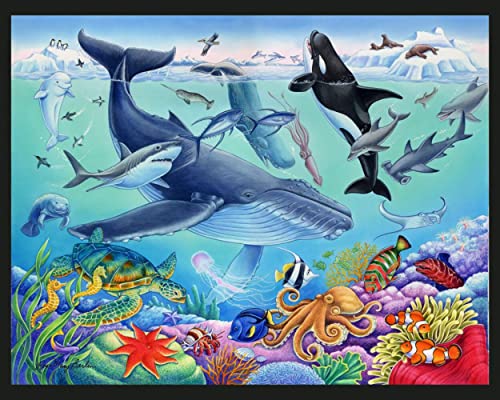 Marshall Dry Goods Inc. Under the Sea by Rose Mary Berlin Panel - 100% Cotton Fabric - 35" x 45" - Digitally Printed