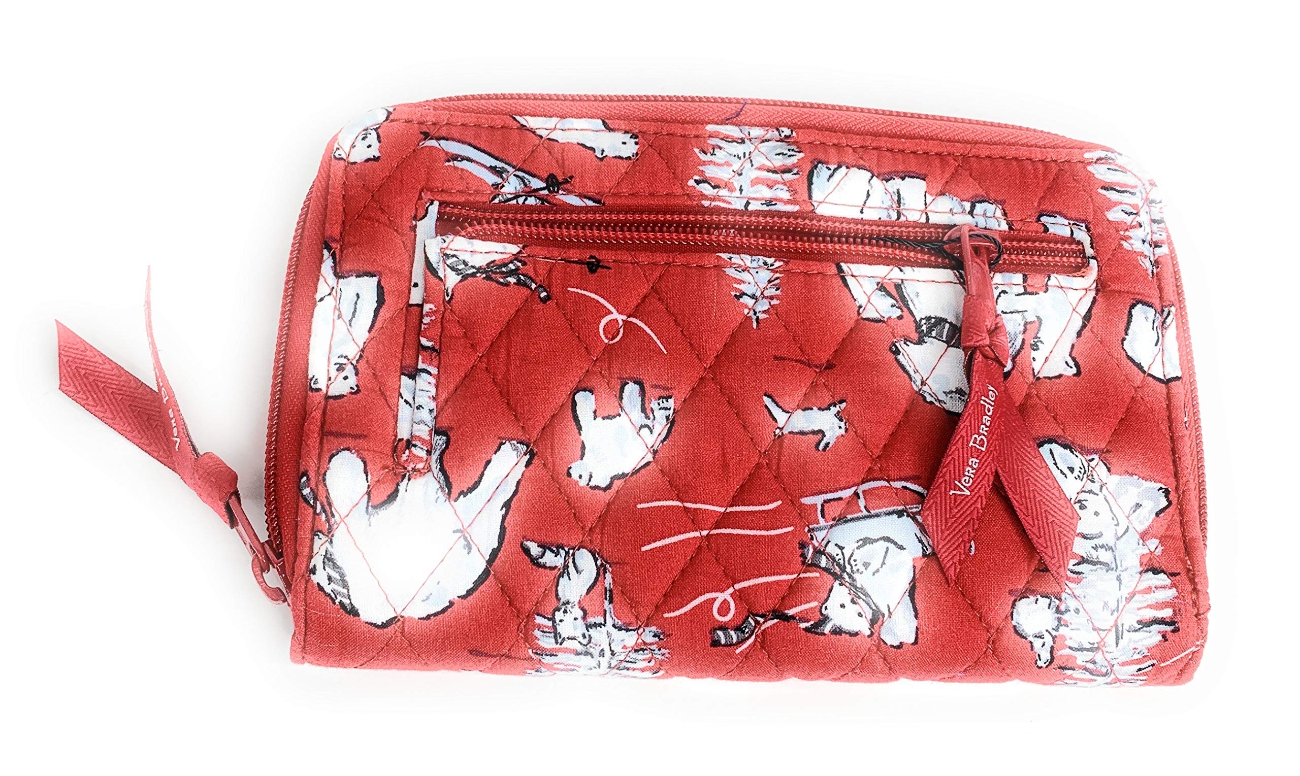 Vera Bradley RFID Turnlock Wallet Beary Merry Red Quilted Cotton